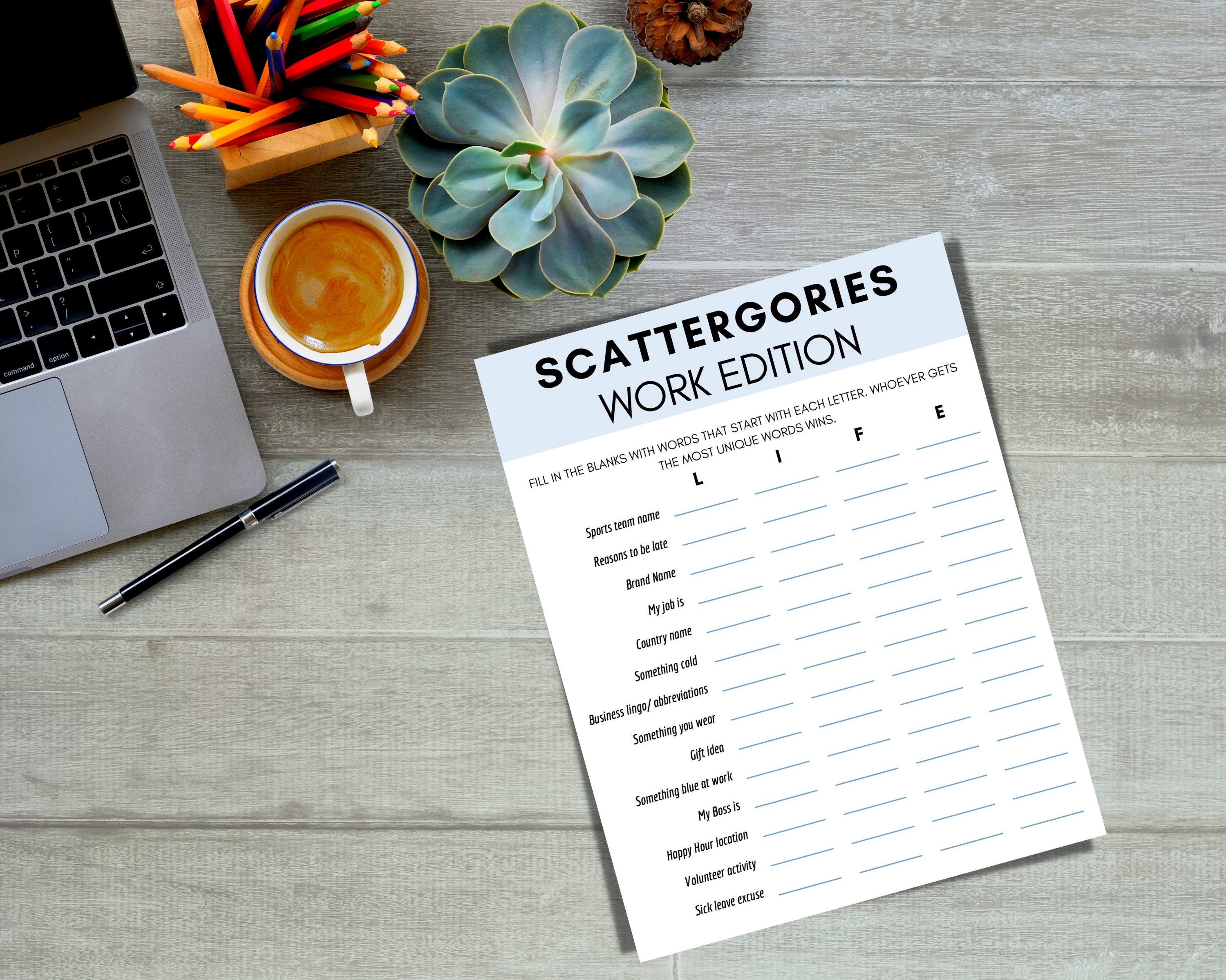 Scattergories Game for Office/ Work Party Fun Team Building - Etsy Canada