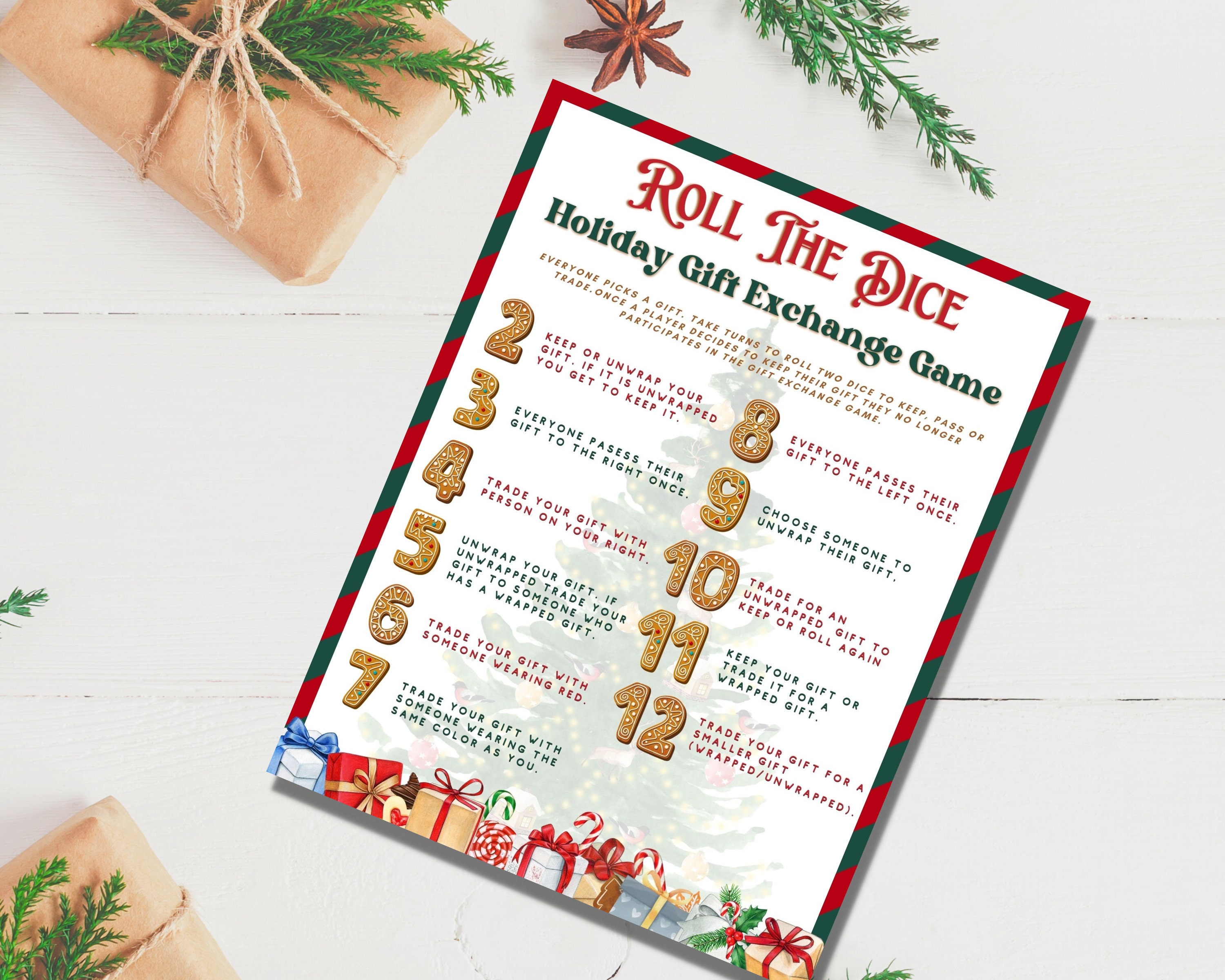 Holiday Roll the Dice Gift Exchange Game Christmas Activity - Etsy