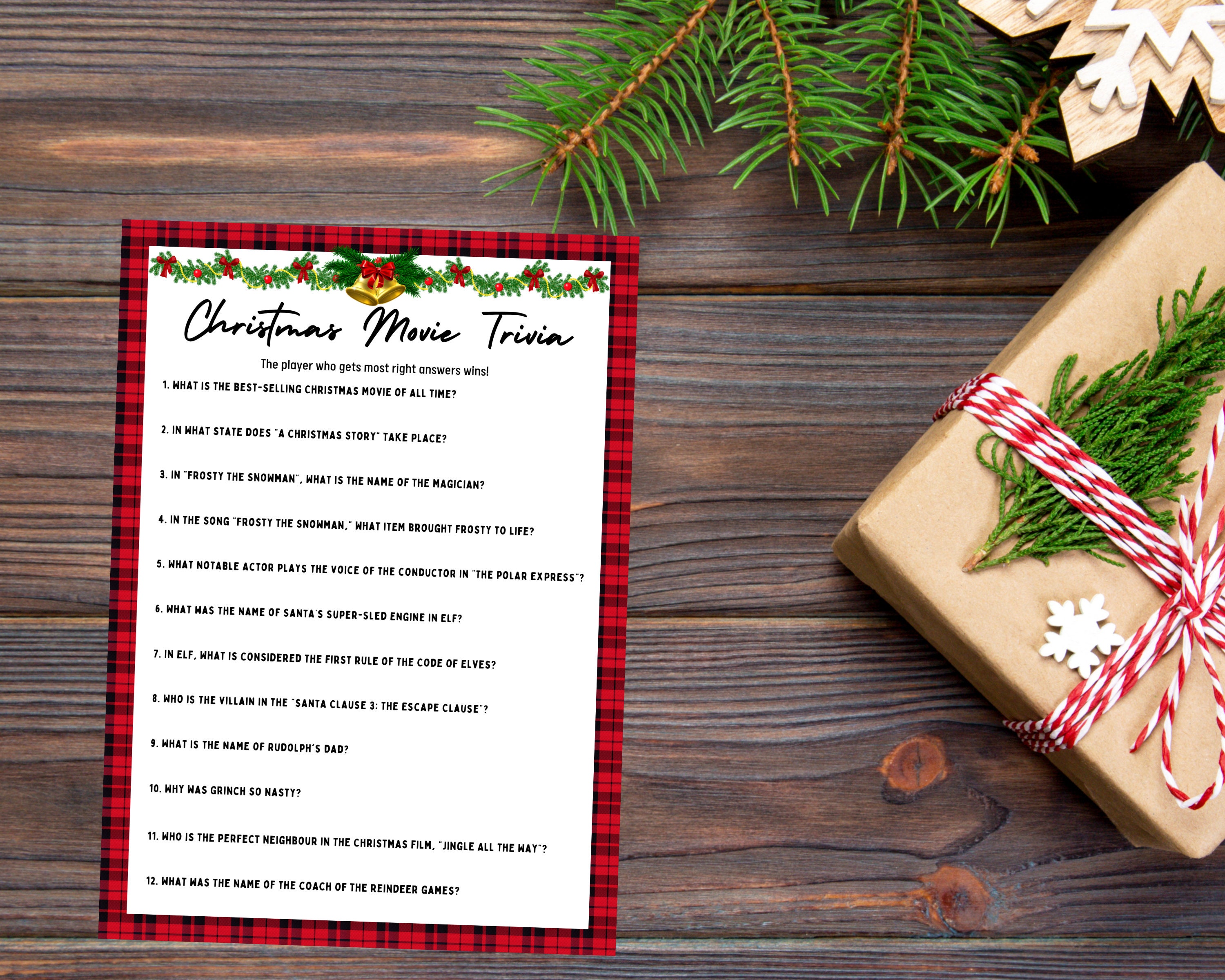 Christmas Movie Trivia Game for Holiday Party With Family and - Etsy