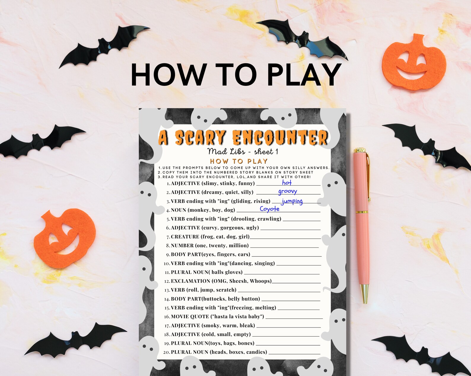 Halloween Mad Libs Game Printable for Fun Activity With Kids - Etsy
