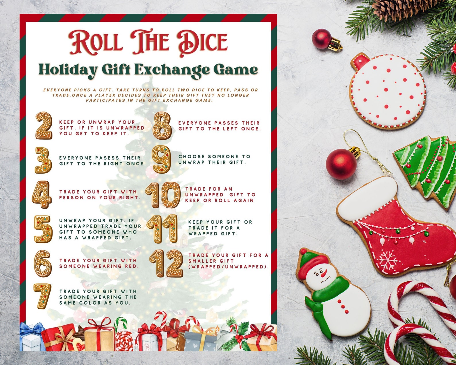 Holiday Roll the Dice Gift Exchange Game Christmas Activity - Etsy