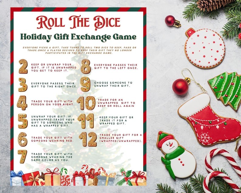 Holiday Roll the Dice Gift Exchange Game Christmas Activity - Etsy