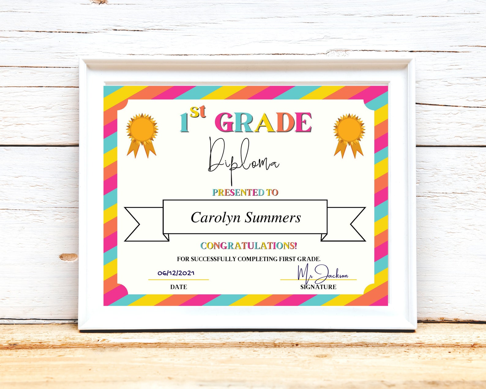 Rainbow 1st Grade Diploma/ Certificate Printable End of - Etsy