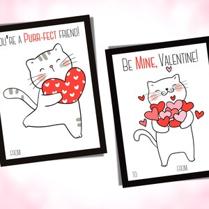 Cute Cat Valentine's Day Cards for Kids- Use for Classroom or Friends ...