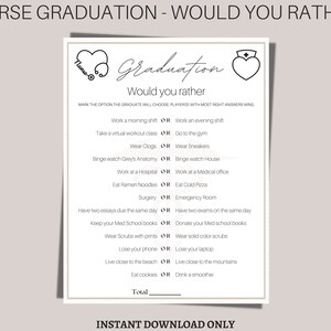 Nurse Graduation Would You Rather Game for Fun Party Activity - Etsy