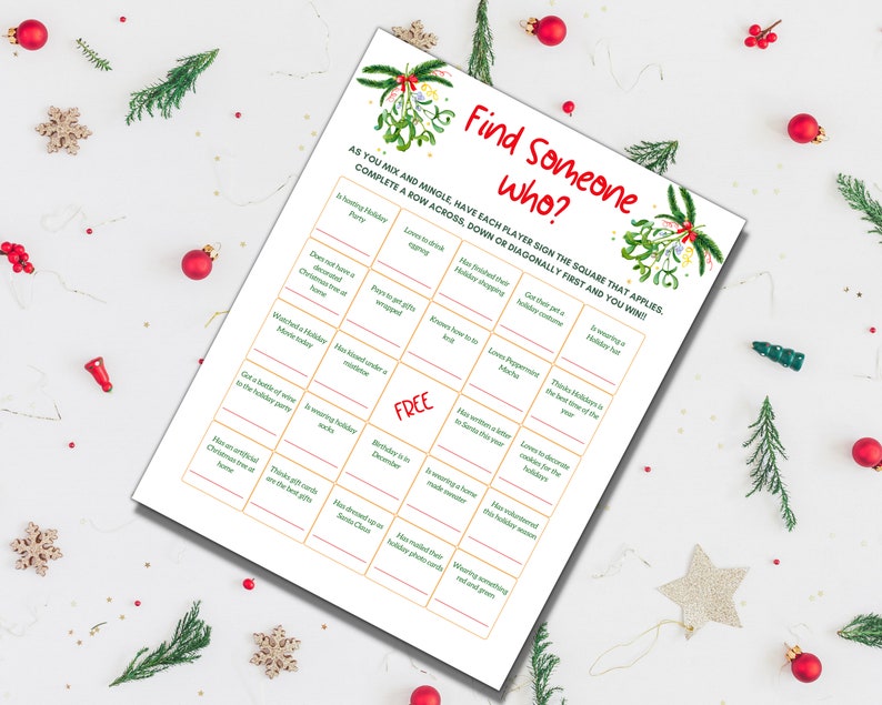 Holiday Find Someone Who.. Icebreaker Game for Christmas/ - Etsy