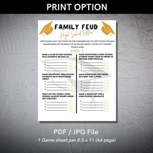Family Feud Game for High School Graduation or Promotion Party Activity ...