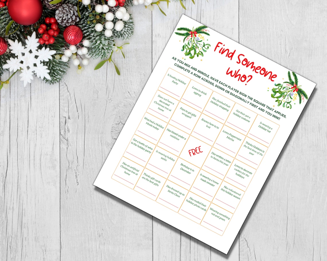 Holiday Find Someone Who.. Icebreaker Game for Christmas/ - Etsy
