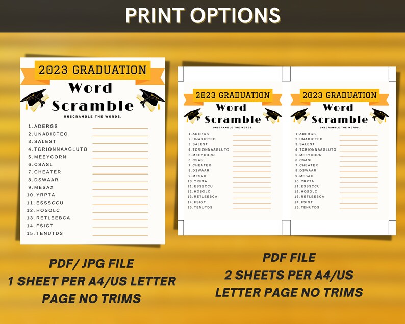 Graduation Games Printable for Fun Party Activity to Celebrate - Etsy