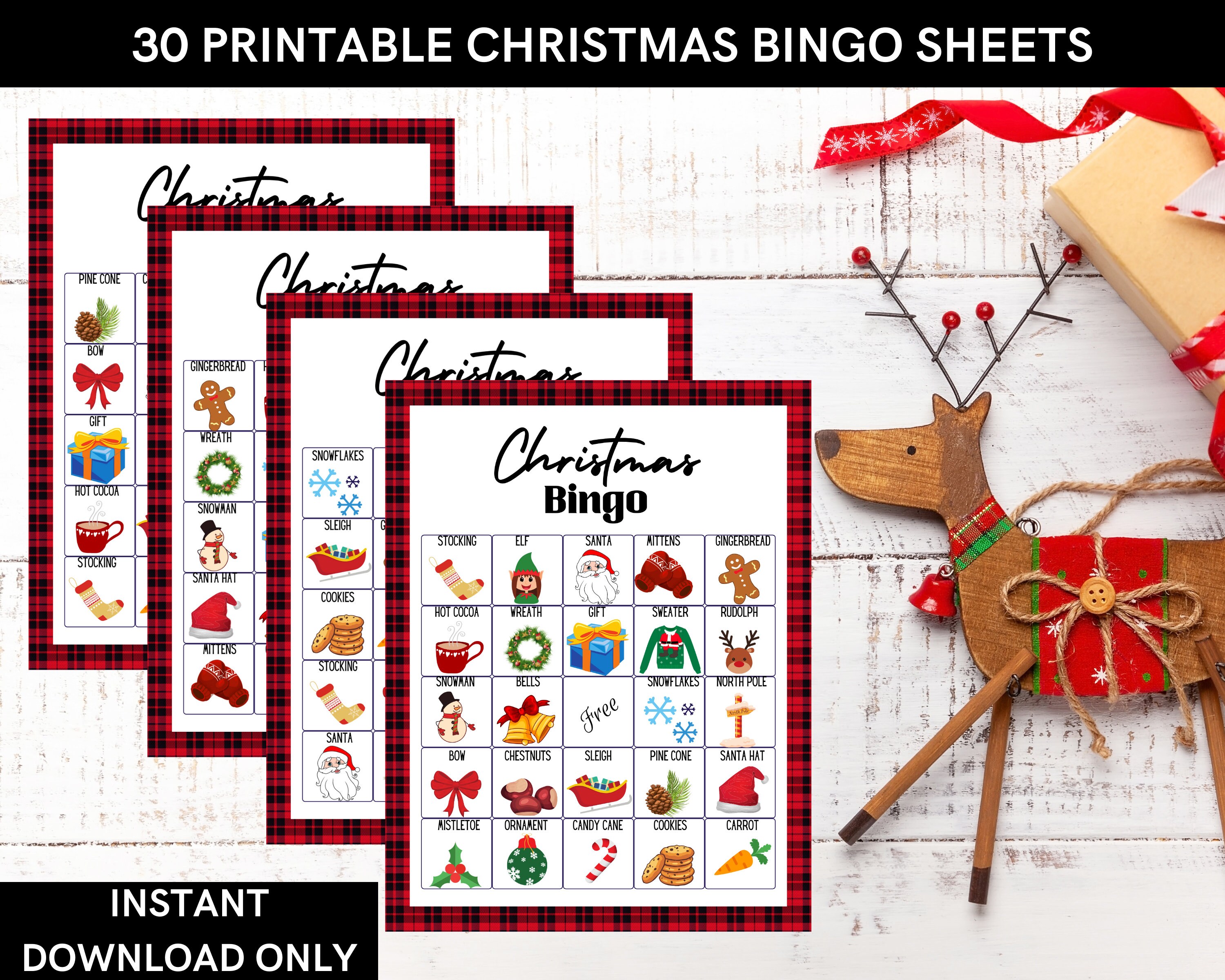 Kids Christmas Bingo Game for Fun Holiday Activity With Family and ...