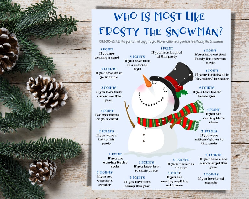 Frosty the Snowman Game: Christmas Icebreaker Activity (instant ...