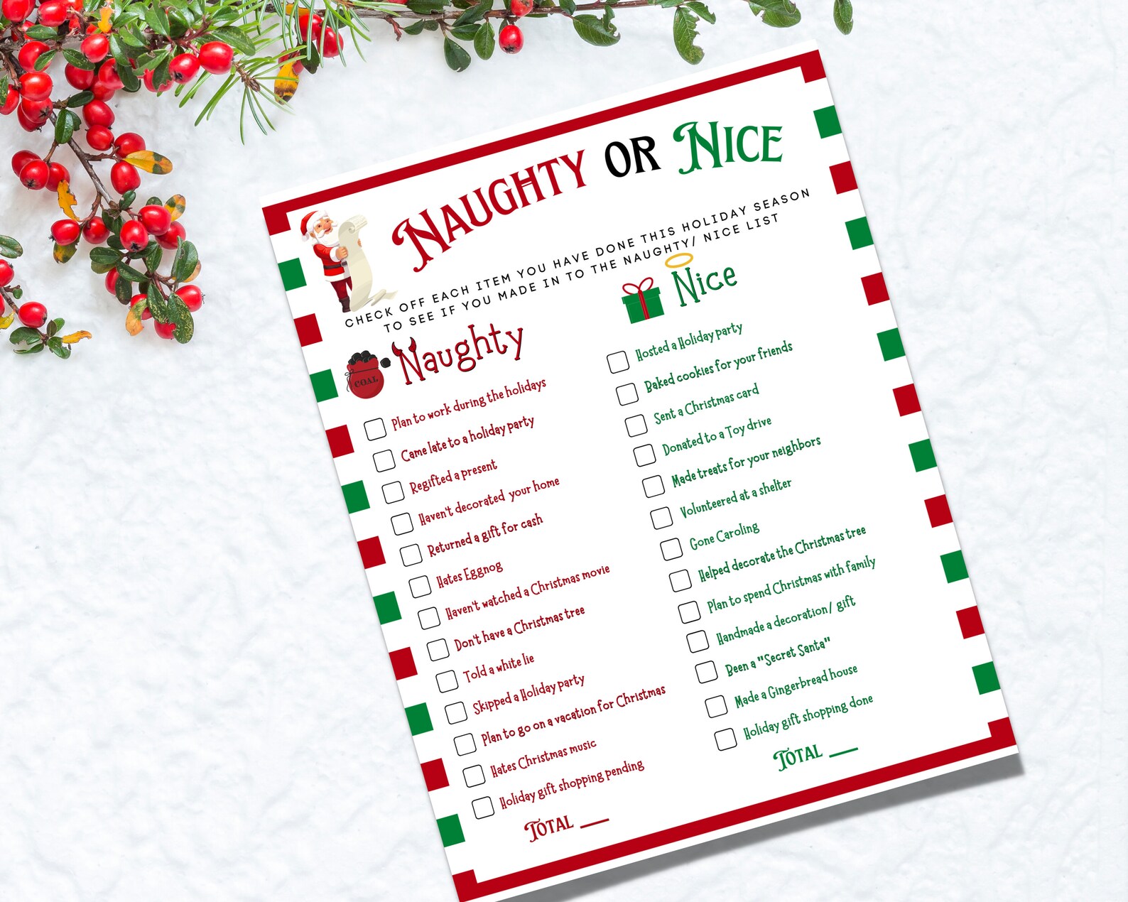 Naughty or Nice Game for an Adult/ Girls Night Holiday/christmas Party ...