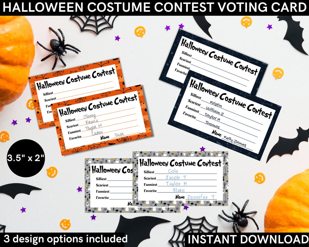 Halloween Costume Contest Voting Cards for Costume Party at Home, Work ...