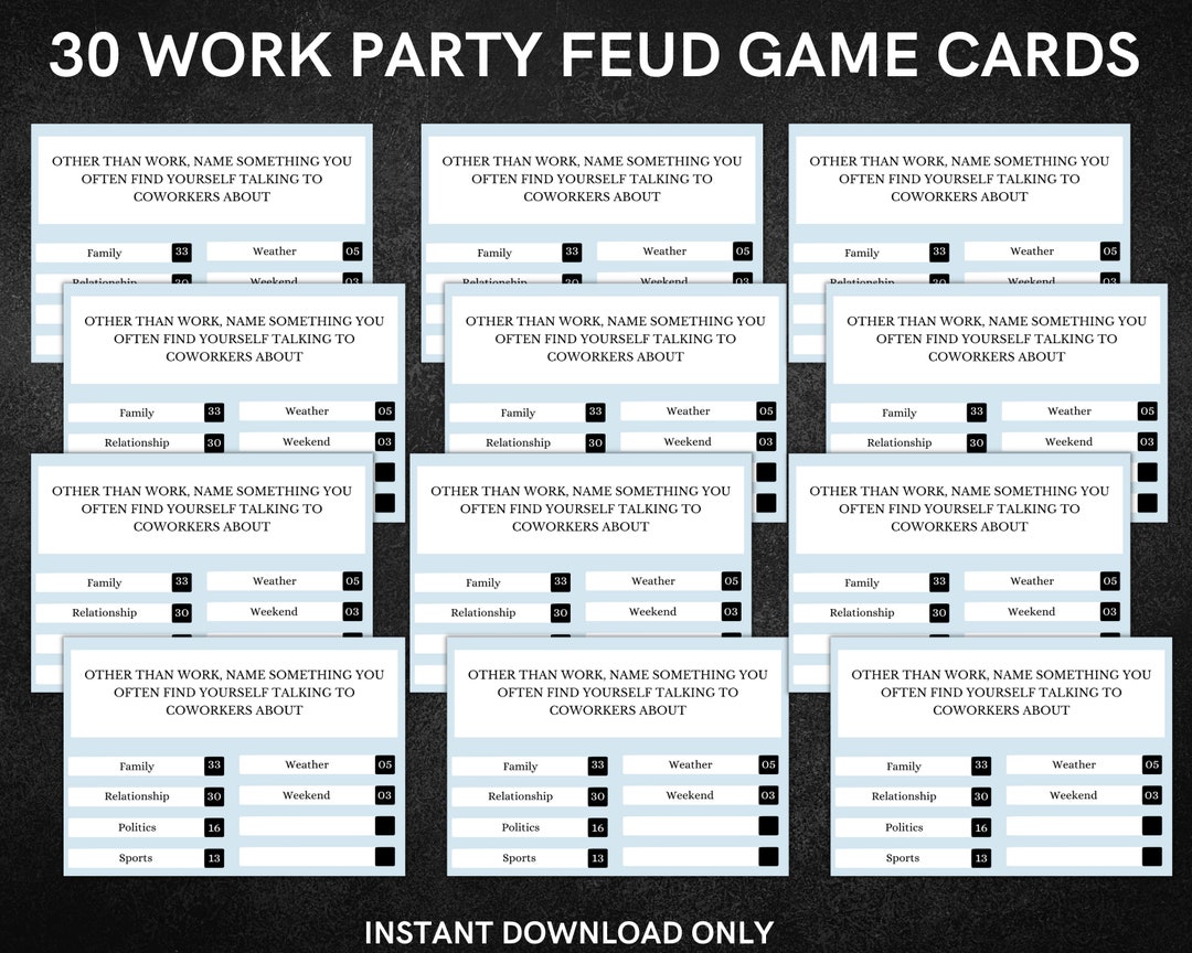 Work Party Feud Game: Office Team Building Activity (instant Download ...