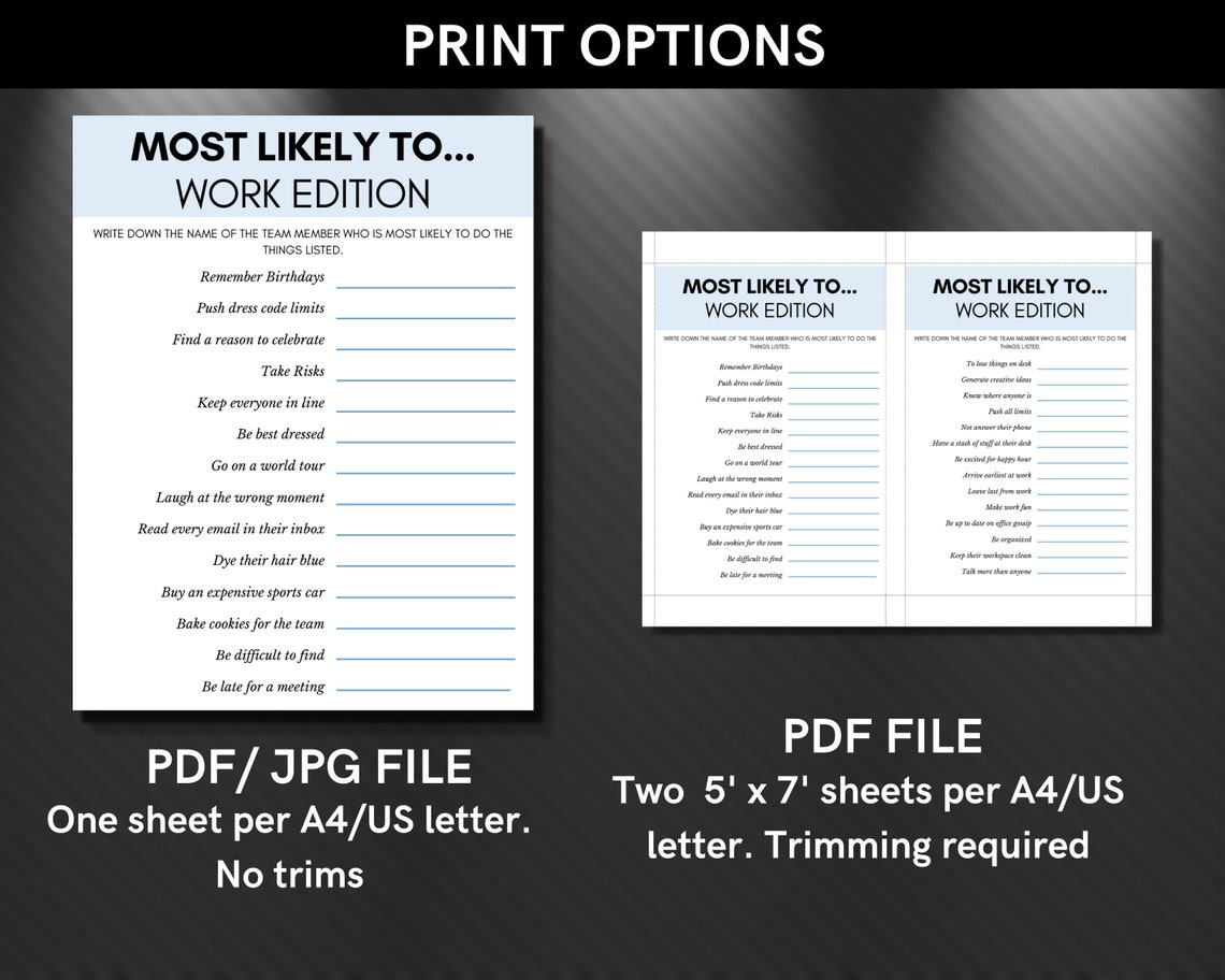 Most Likely to Game for Work/ Office Team/ Retirement Party - Etsy