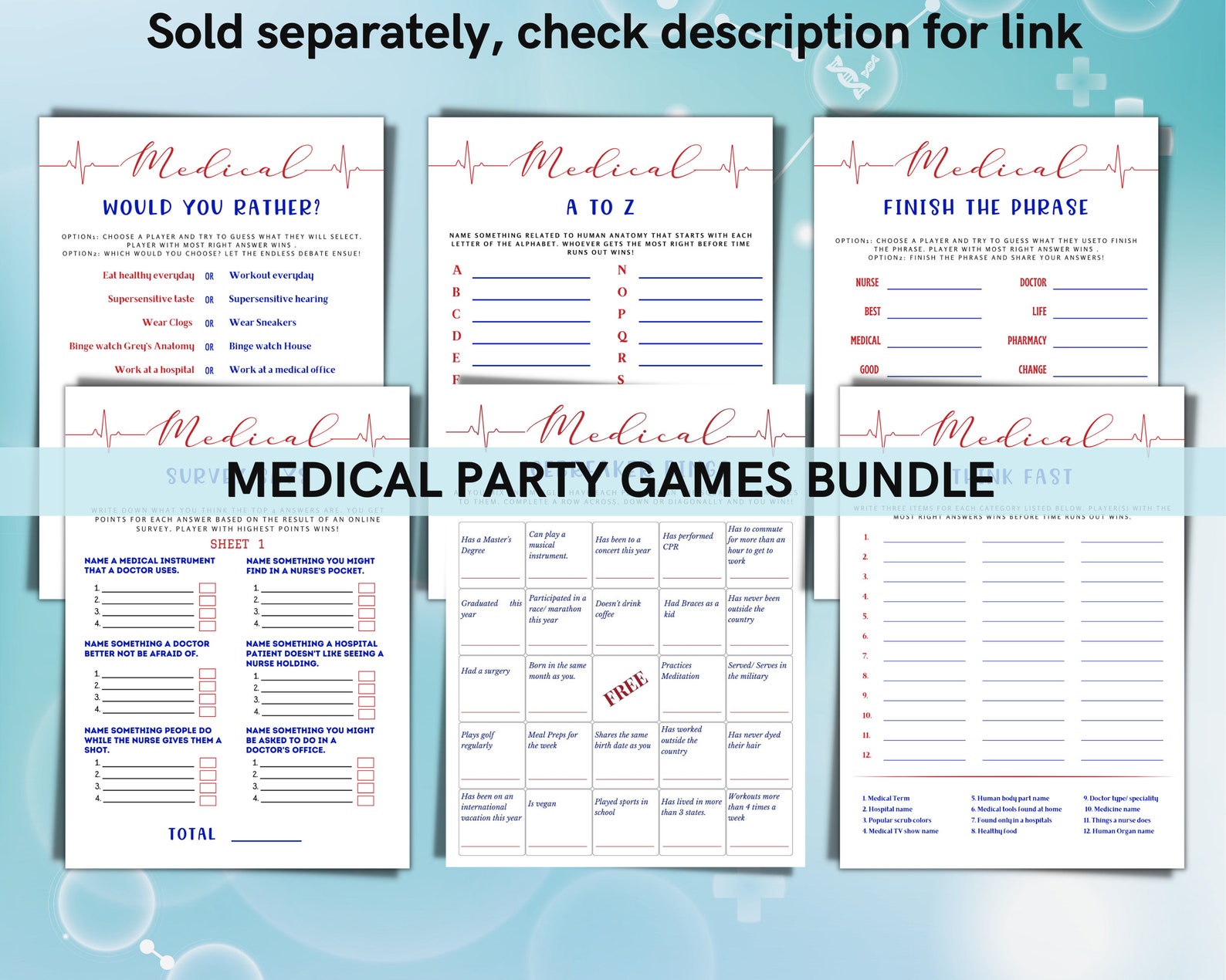 Medical Icebreaker Bingo Game for Nurse/ Doctor Party Activity - Etsy