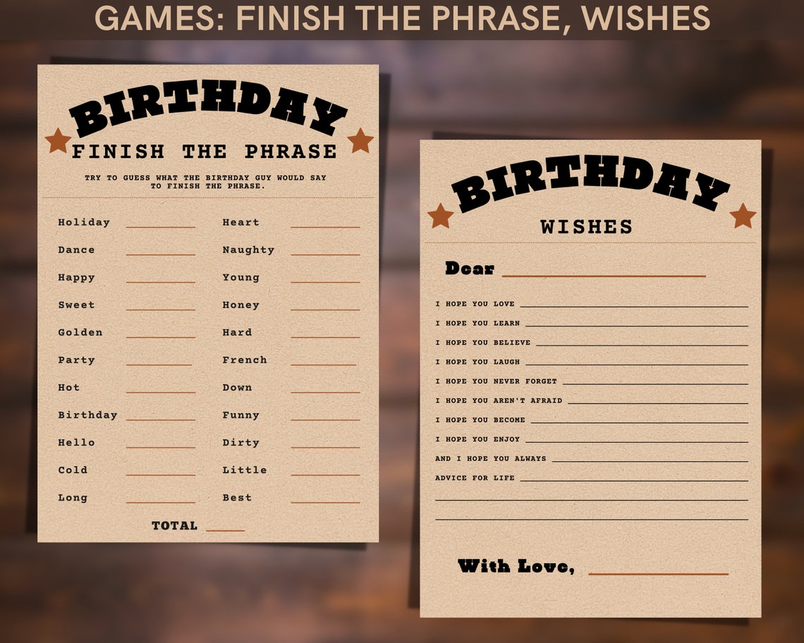 Western Birthday Party Games Bundle for Boy Use for Boy/ - Etsy
