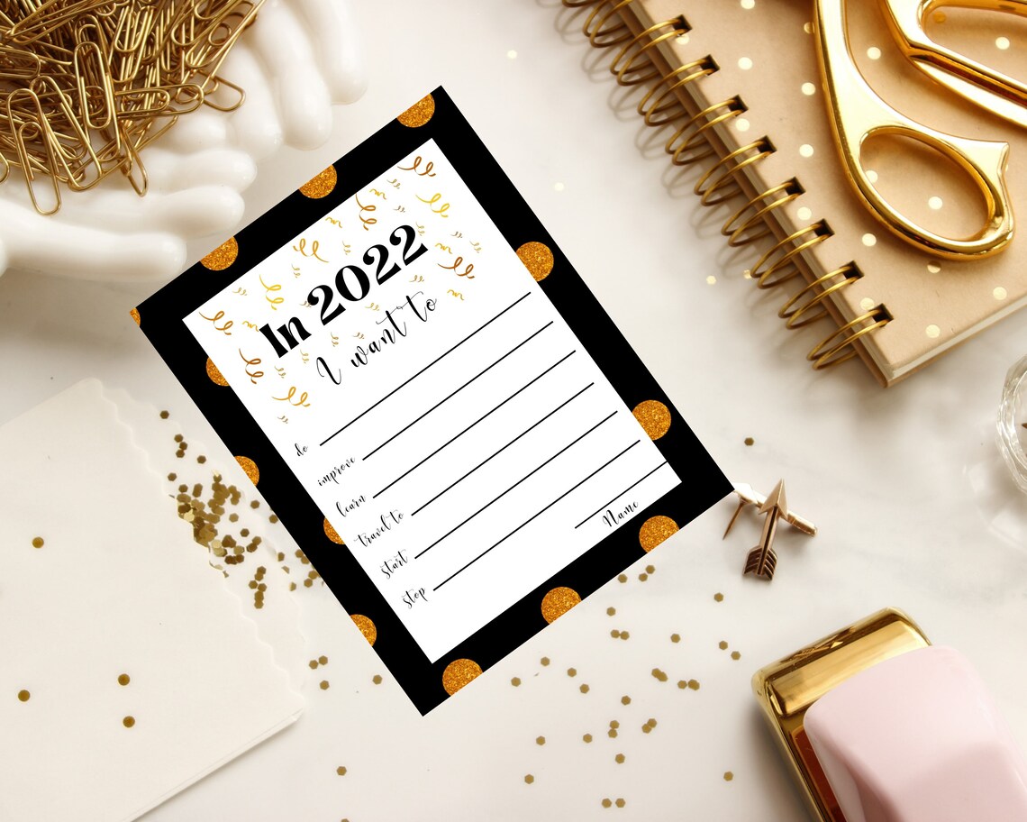 New Year Resolution Card for a Fun Holiday Party Game/ | Etsy