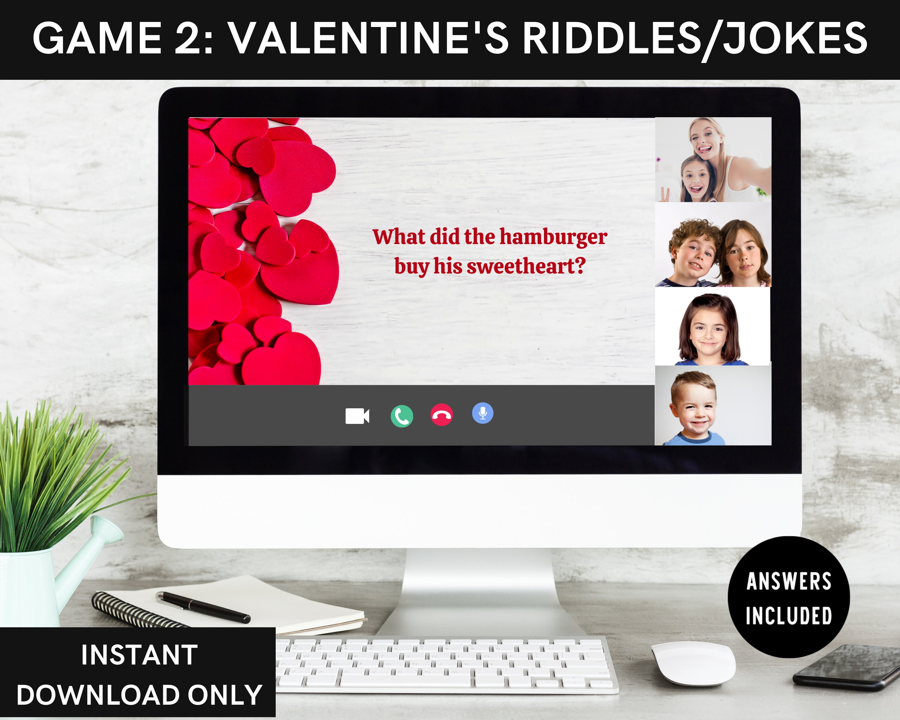 Virtual Valentines Games Bundle for an Online or Zoom Party | Etsy