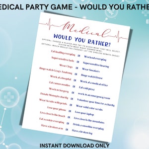 Medical Would You Rather Game for Nurse/ Doctor Party Activity - Etsy