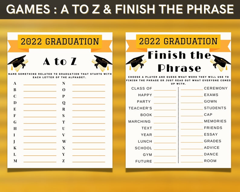Graduation Games Printable for Fun Party Activity to Celebrate - Etsy