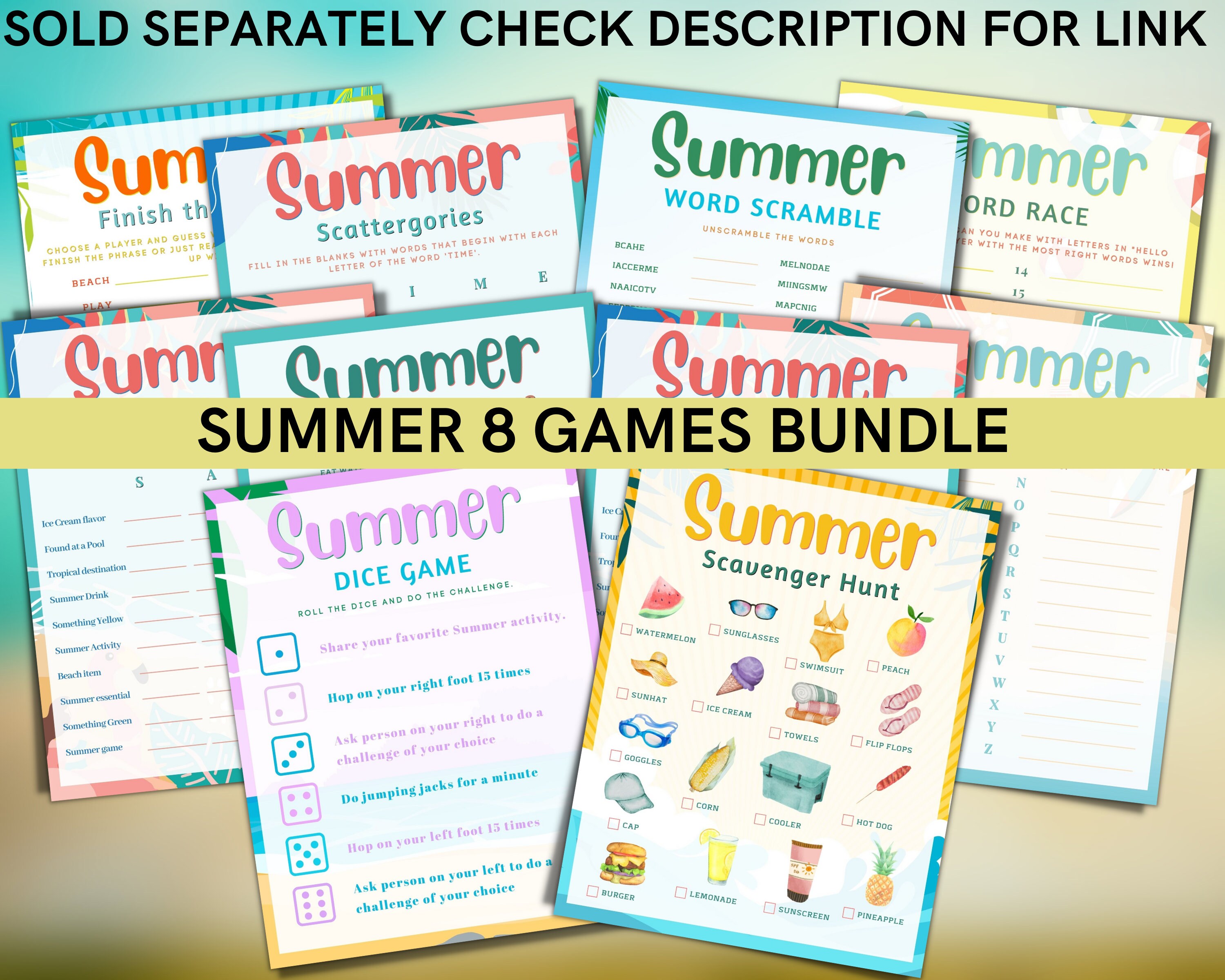 Summer Scavenger Hunt Game Printable Use for Summer Beach | Etsy