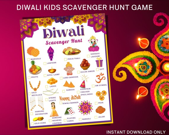 Diwali Kids Scavenger Hunt Game for a Fun Desi Indian Holiday - Etsy