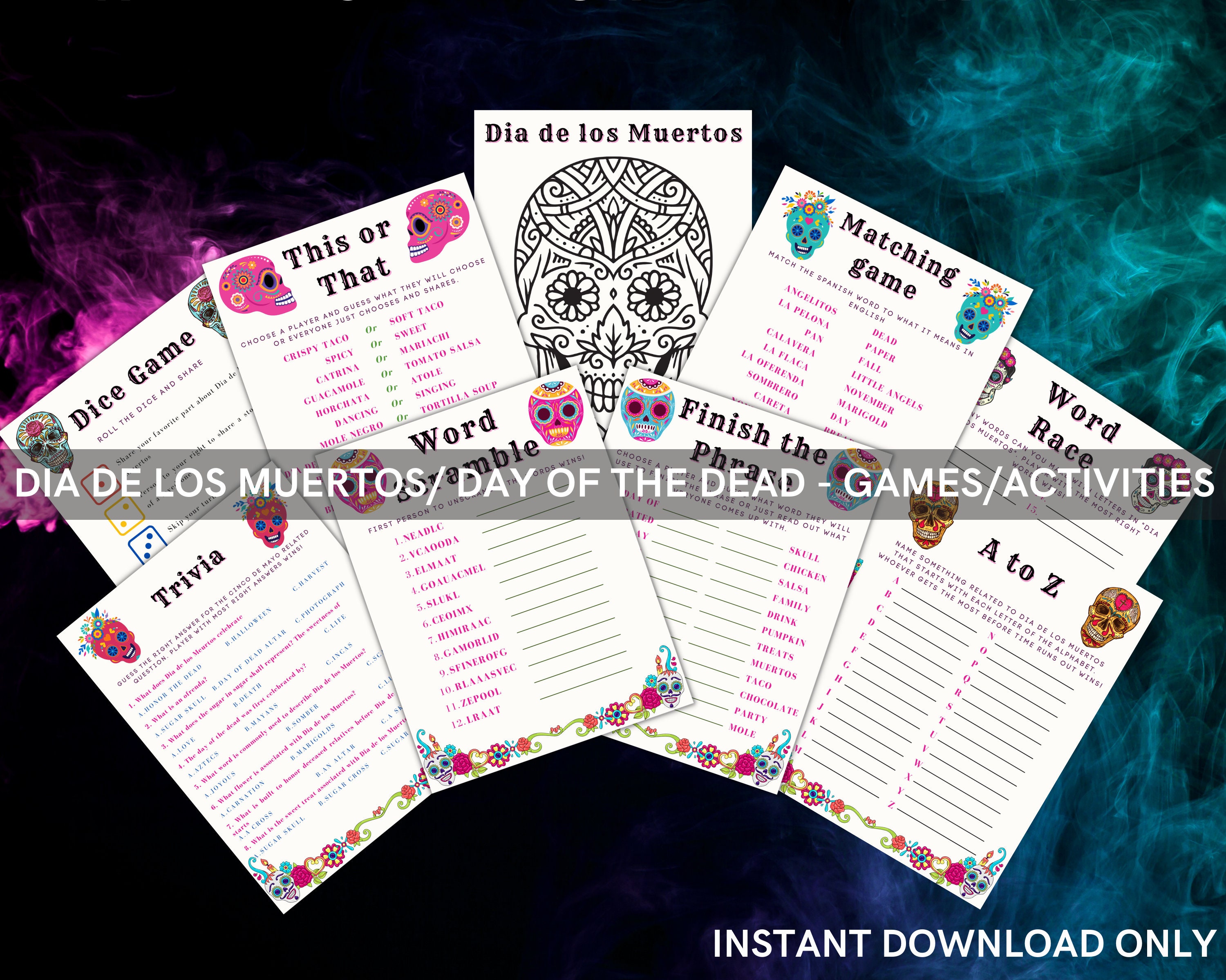 Day of the Dead/ Dia De Los Muertos Bingo Cards for a Fun Activity With ...
