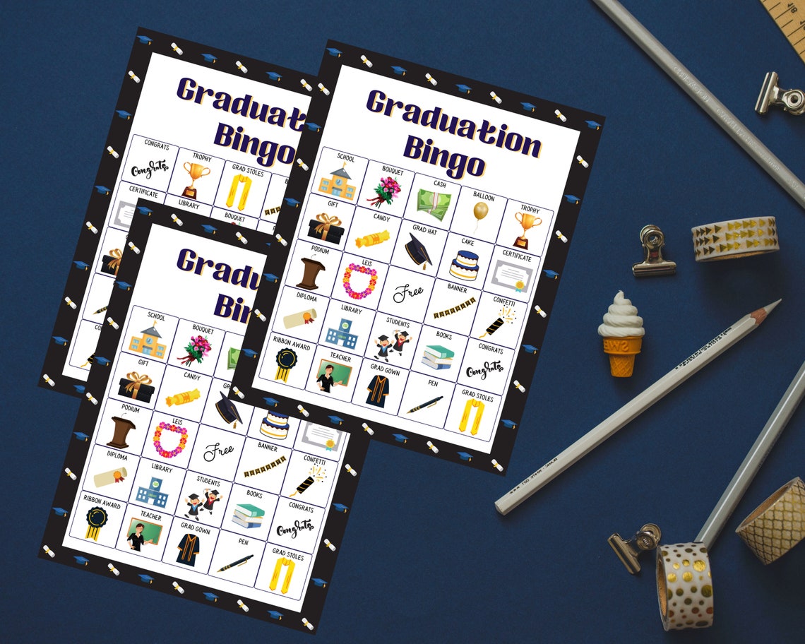 Graduation Party Bingo Game Sheets for Fun Activity With | Etsy