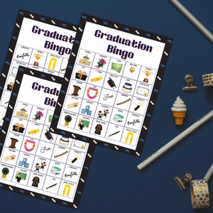 Graduation Party Bingo Game Sheets for Fun Activity With Family and ...