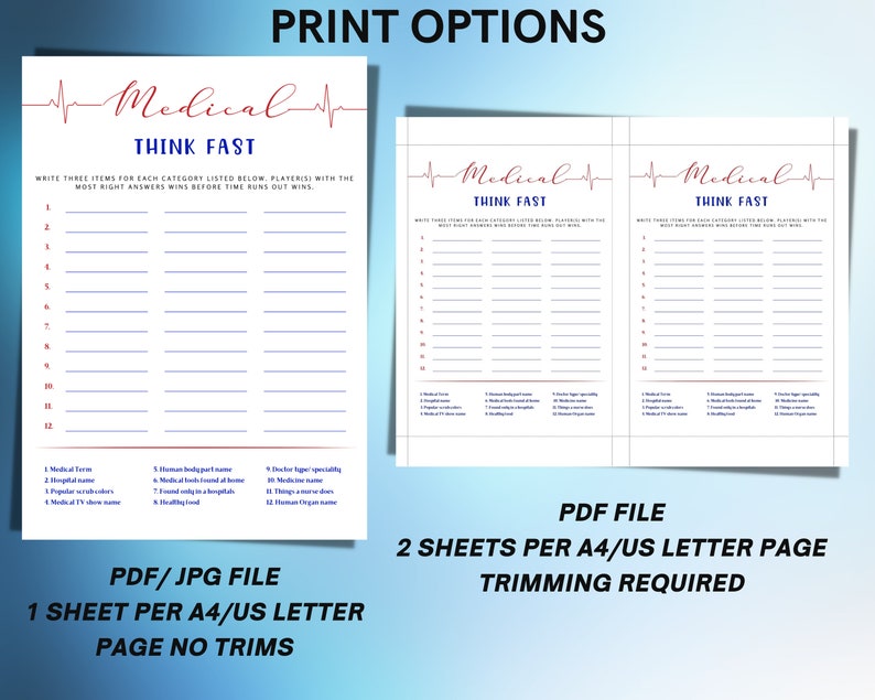 Medical Games Bundle for Nurse/ Doctor Party Activity Use for - Etsy