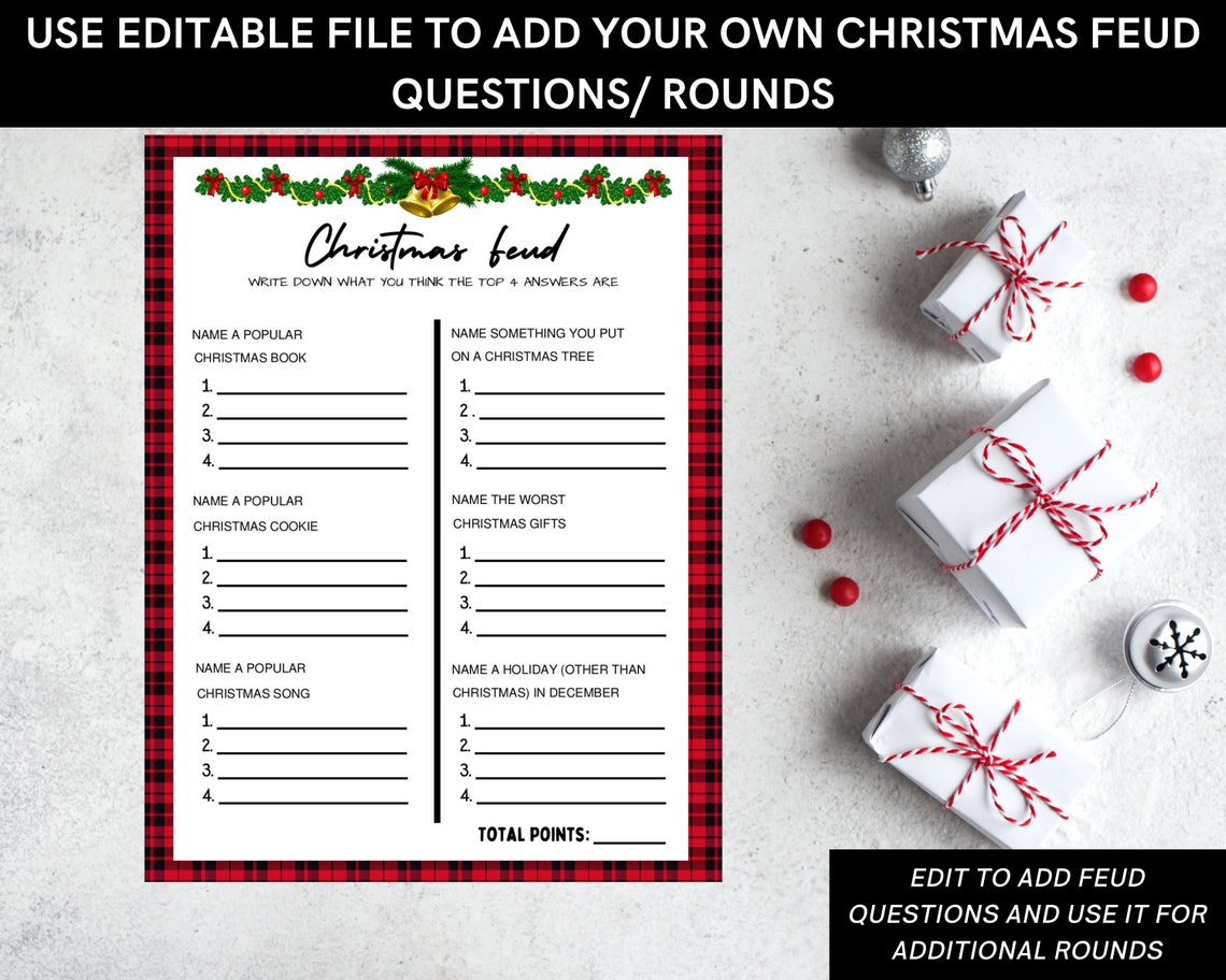 Christmas Feud Game for Fun Holiday Activity With Family and | Etsy