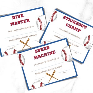 Baseball Birthday/ End of Season Awards Printable for Kids Team Party ...