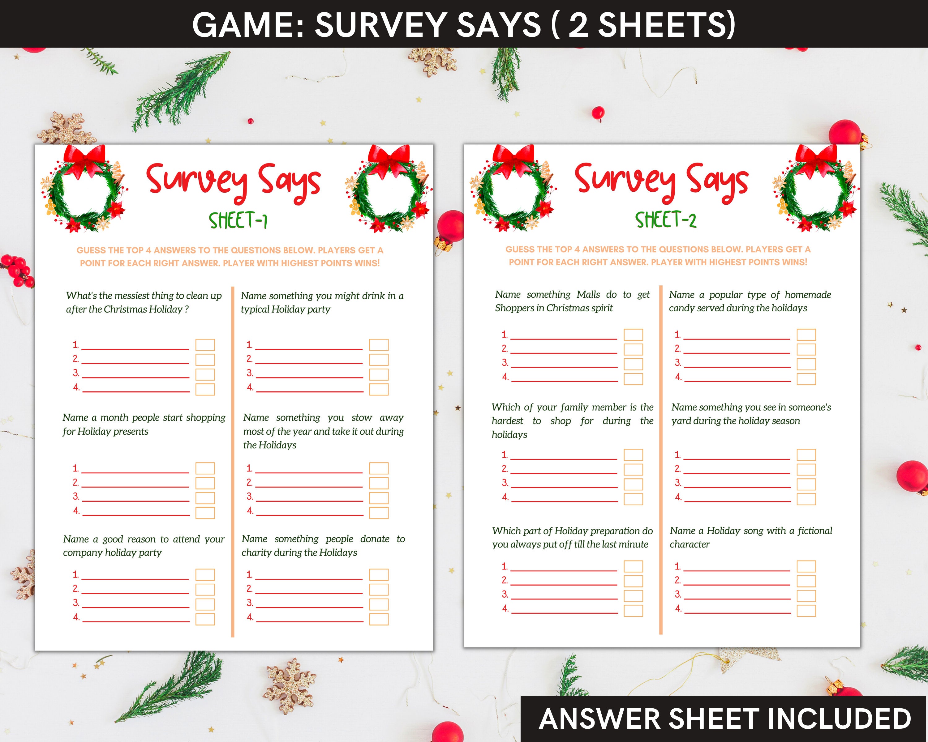 Fun Holiday Games Bundle for Christmas/ Holiday Party Use - Etsy