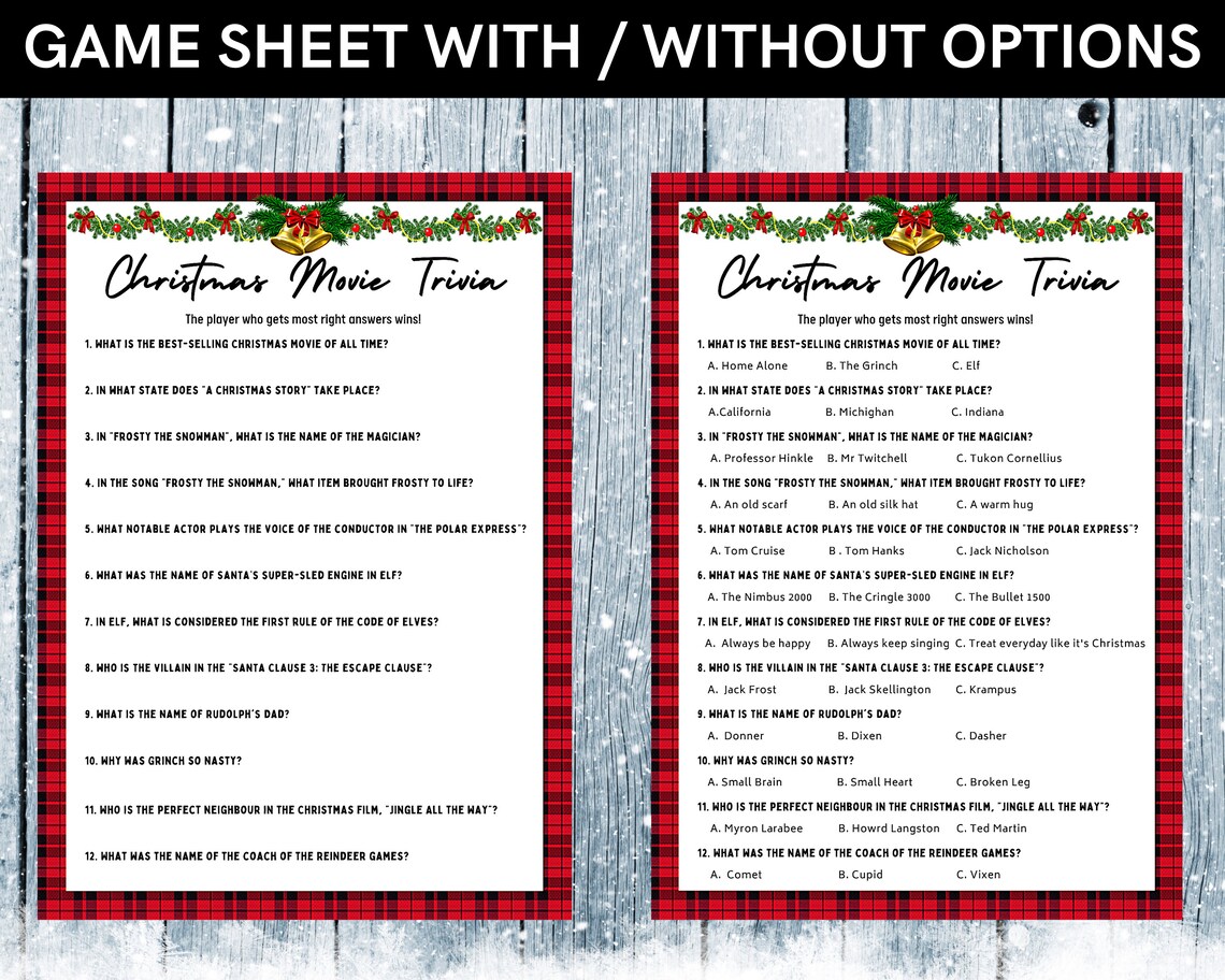 Christmas Movie Trivia Game for Holiday Party With Family and - Etsy