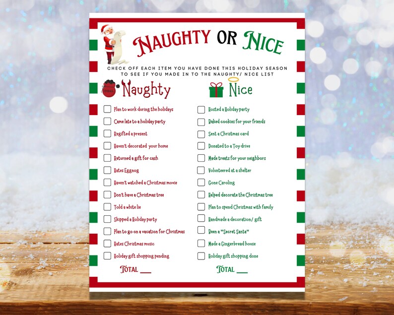 Naughty Or Nice Game For An Adult Girls Night Holidaychristmas Party 7067