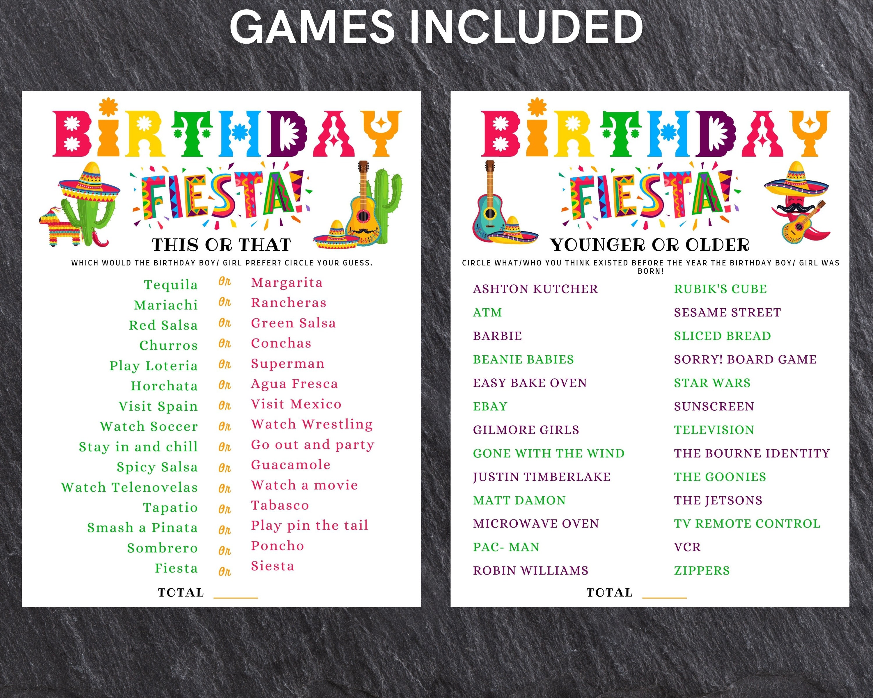 Birthday Fiesta Party Games Bundle Mexican/ Taco/ Nacho - Etsy