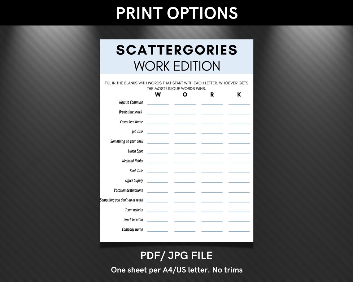 Scattergories Game for Office/ Work Party Fun Team Building - Etsy