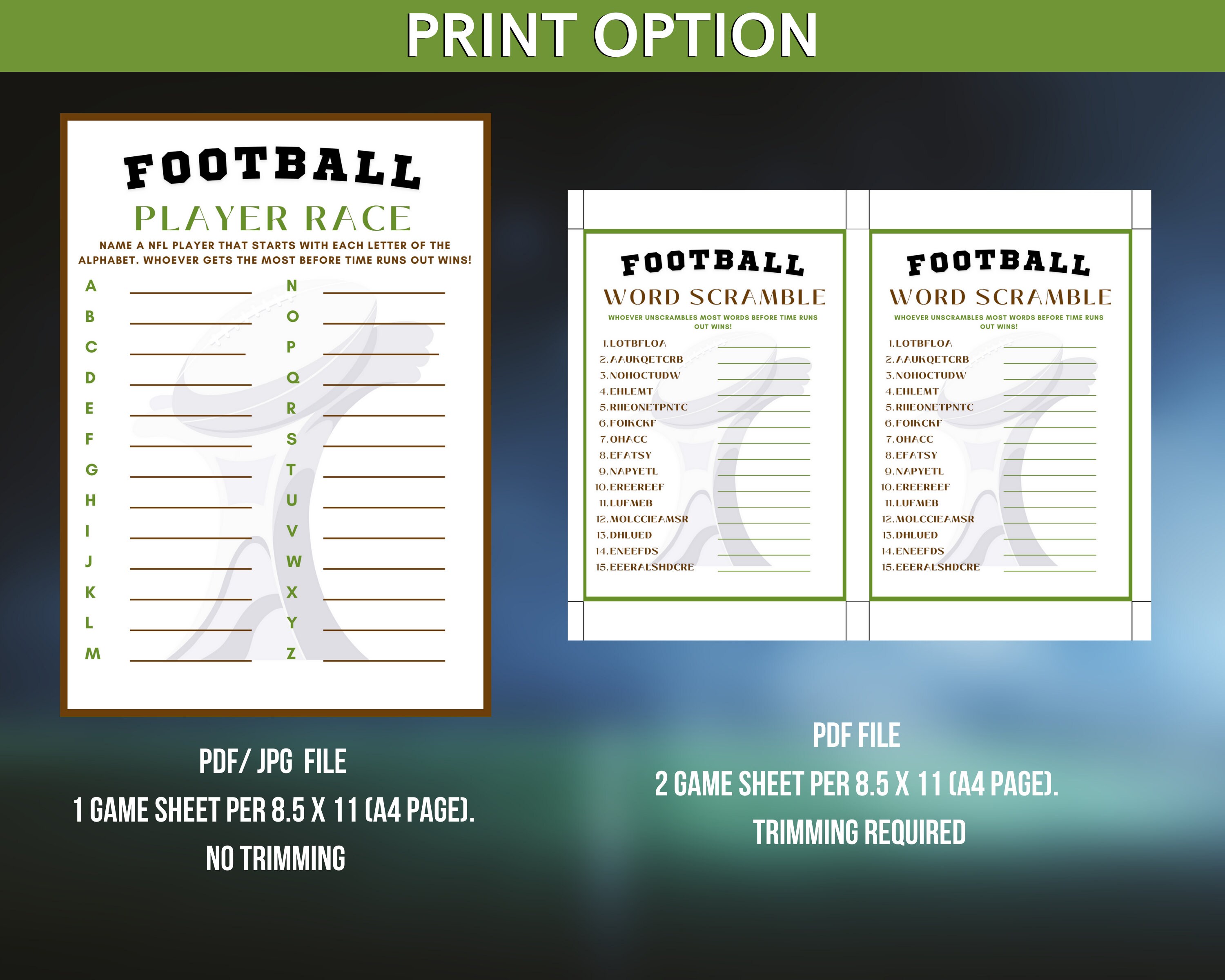 Football Word Scramble Game for Super Bowl or American | Etsy