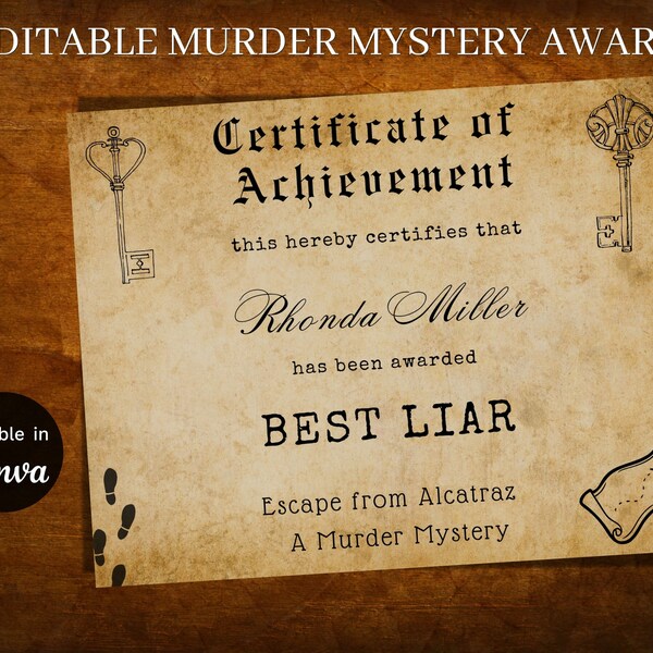 Murder Mystery Party Certificate - Etsy