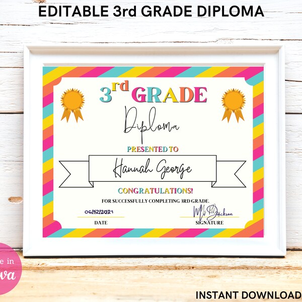 Graduation 3rd Grade Printable - Etsy