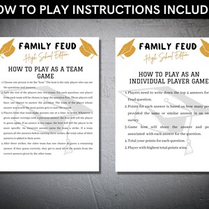 Family Feud Game for High School Graduation or Promotion Party Activity ...