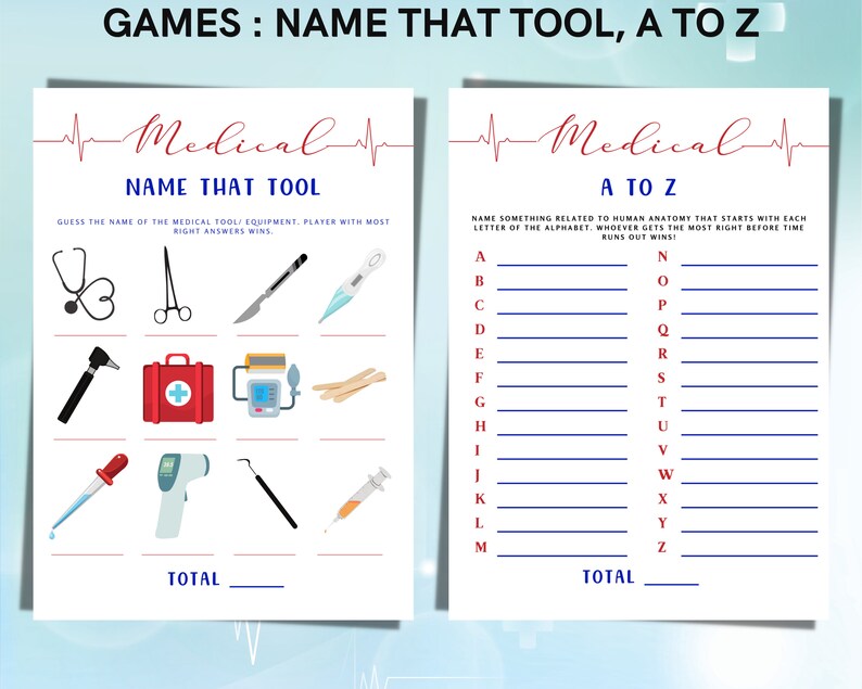 Medical Games Bundle for Nurse/ Doctor Party Activity Use for - Etsy
