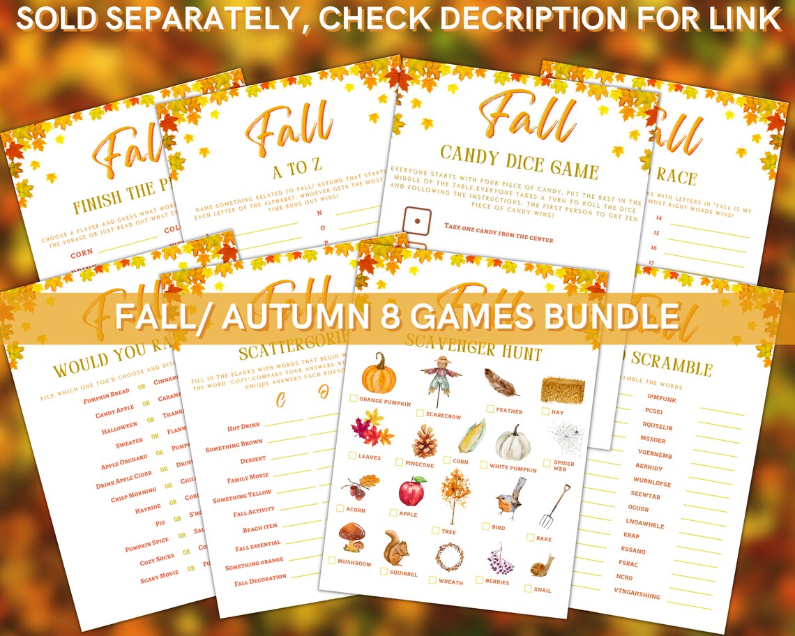 Fall/ Autumn Scavenger Hunt Game for Kids Teens & Adults - Etsy