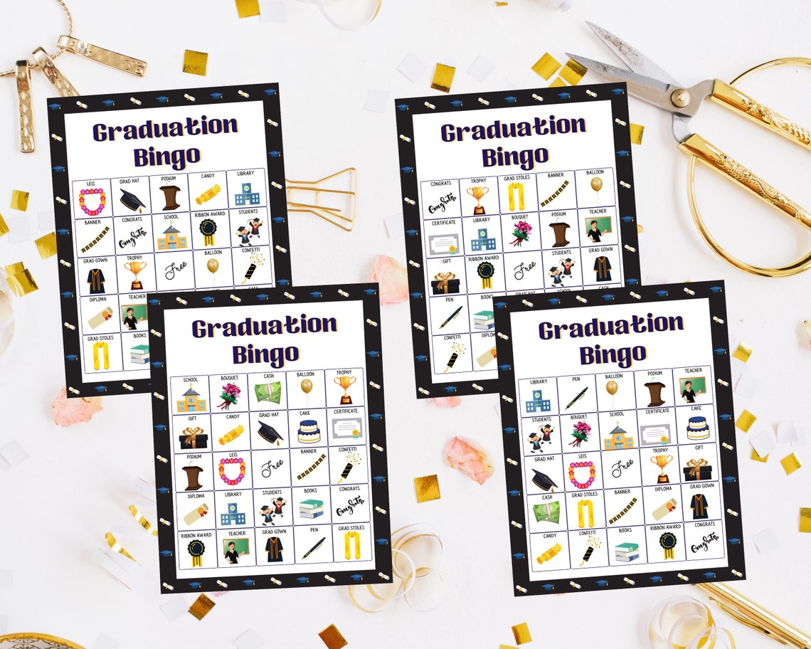 Graduation Party Bingo Game Sheets for Fun Activity With | Etsy