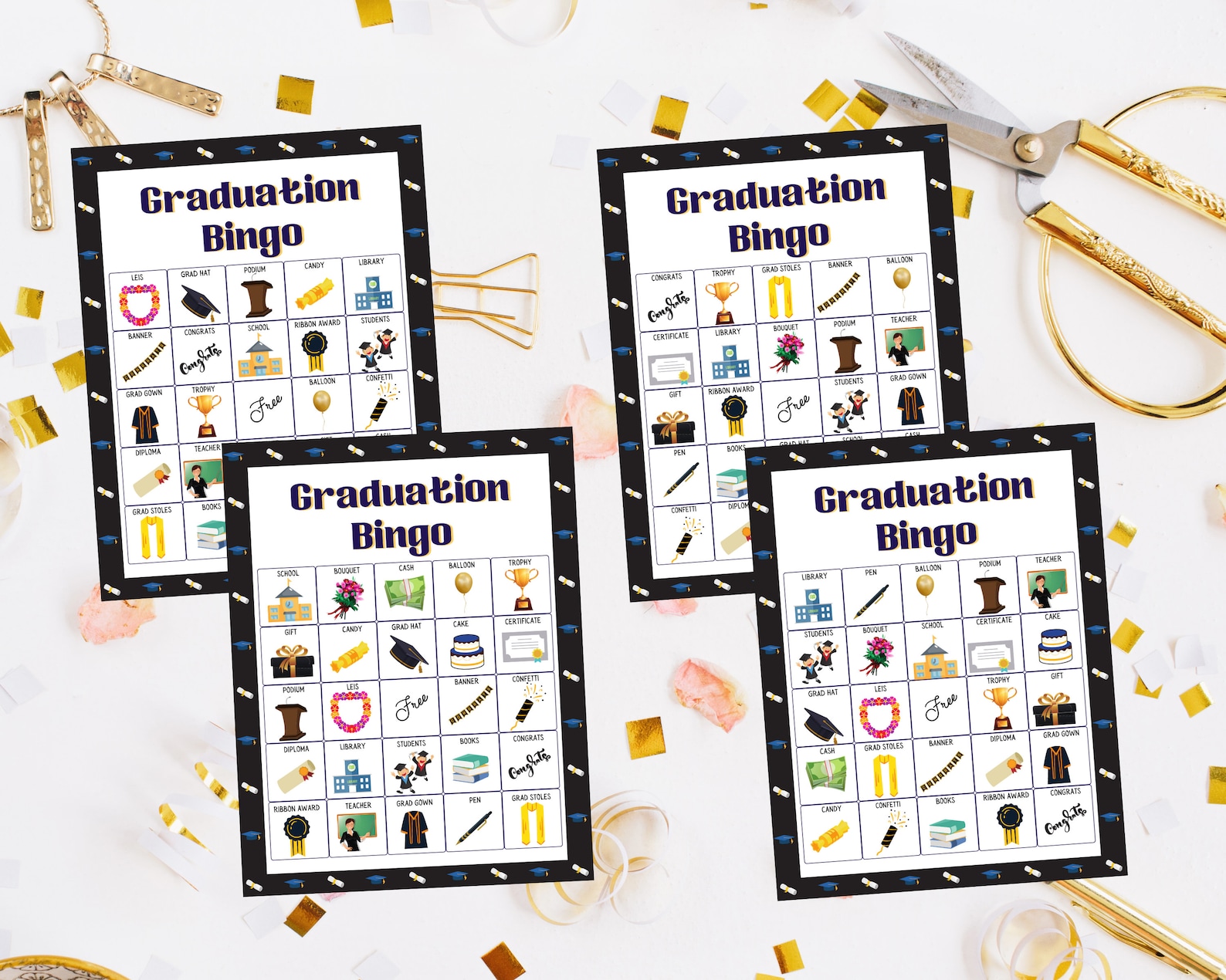 Graduation Party Bingo Game Sheets for Fun Activity With | Etsy