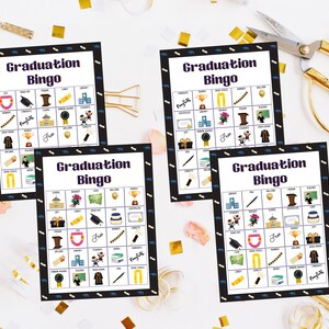 Graduation Party Bingo Game Sheets for Fun Activity With Family and ...