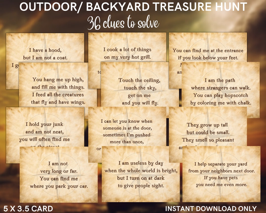 Outdoor Treasure Hunt Clue Game: Pirate, Mermaid, Adventure Party ...