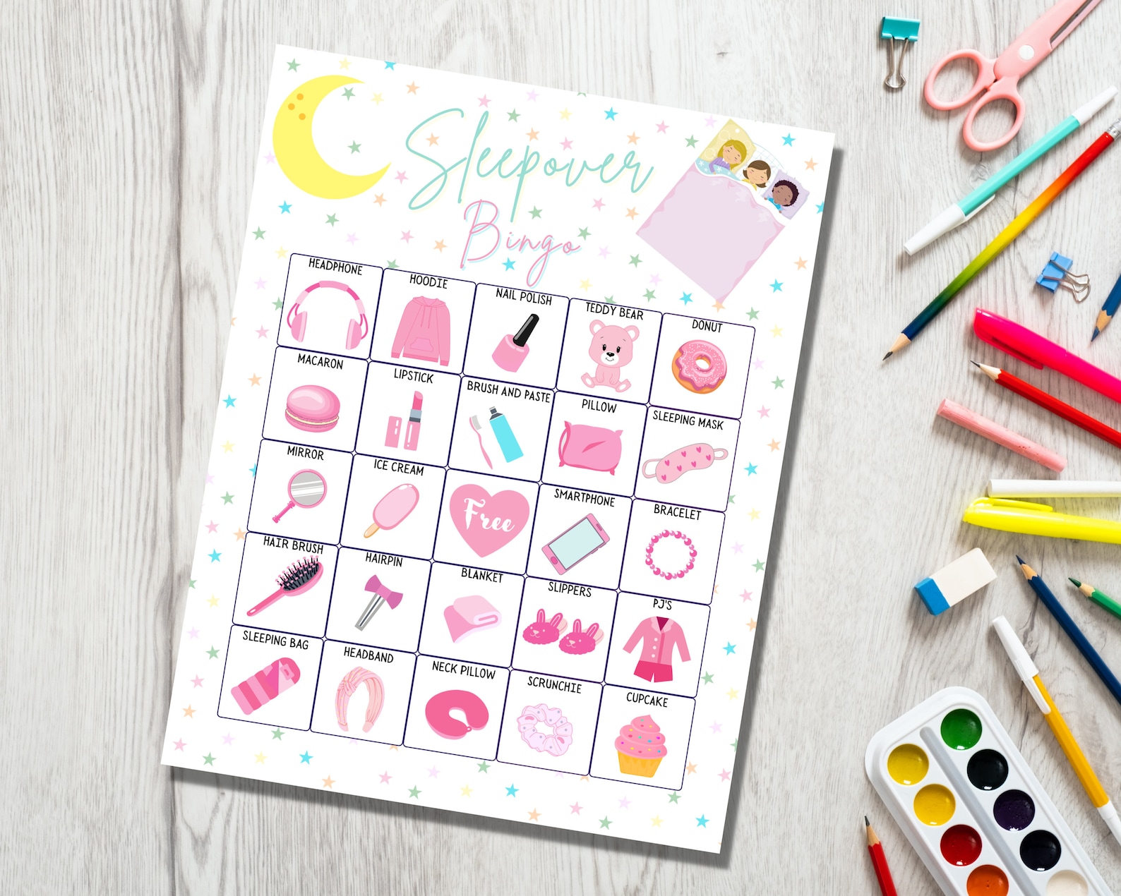 Sleepover Bingo Game for a Birthday Slumber or Pajama Party - Etsy
