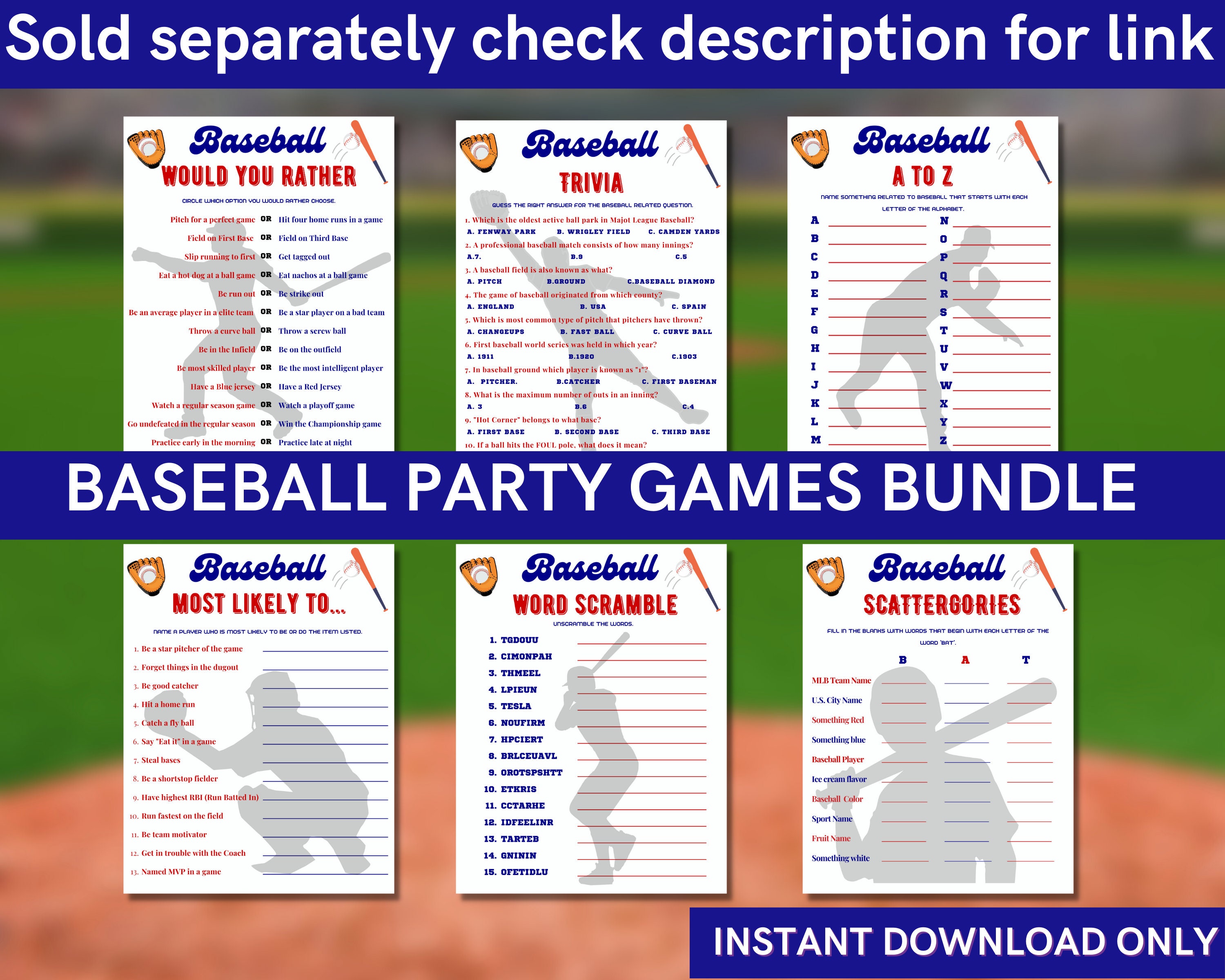 Baseball Would You Rather Party Game for a Birthday or Sports - Etsy